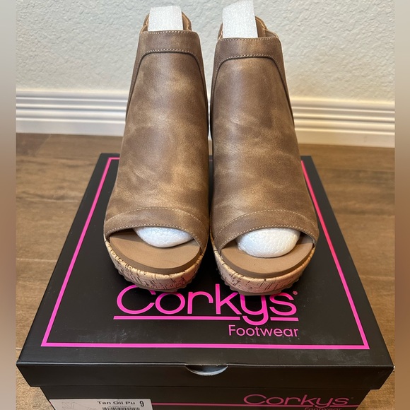 Corkys | Shoes | Corkys Easy Now Transitional Wedge Shoe In Tan | Poshmark